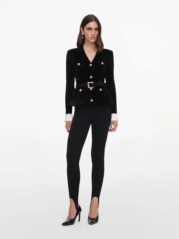 SELF-PORTRAIT Tailored Shirt With Shoulder Pads And Functional Pockets - Nero