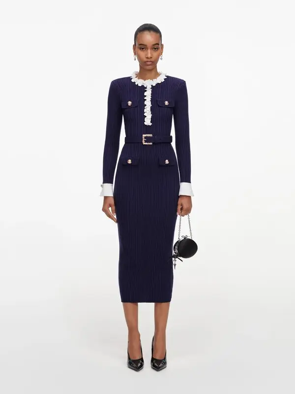 SELF-PORTRAIT Snap-front Mini Dress With Removable Straps And Belt - Blu