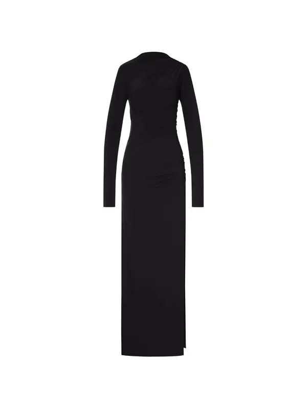 Andamane Long-sleeve Ruched Maxi Dress With Side Slit