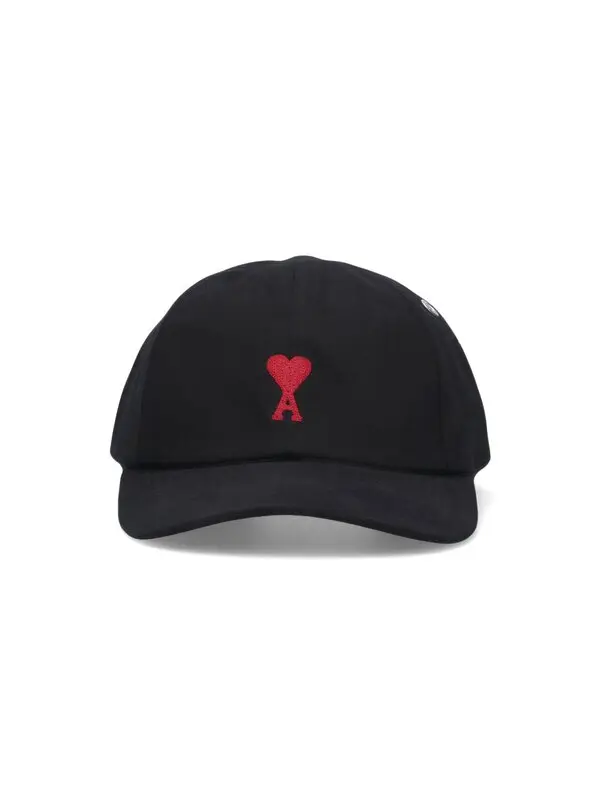 AMI Paris Embroidered Logo Baseball Cap - Black