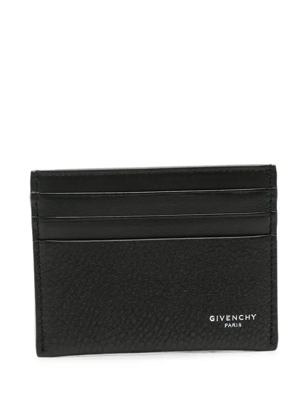 Givenchy Grained Leather Card Holder With Laminated Logo Print - Nero