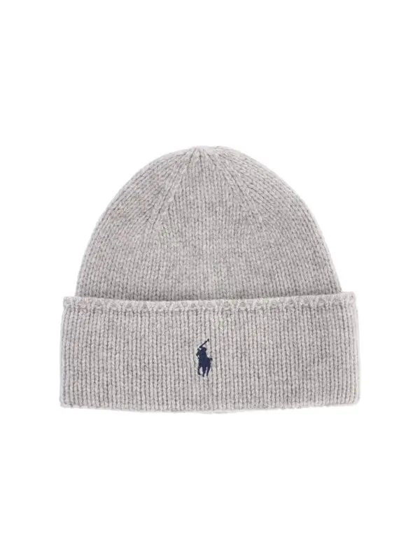 Polo Ralph Lauren Embroidered Logo Knit Beanie - Grey