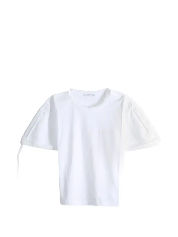Givenchy Cotton T-shirt With Embroidered Signature And Bow Sleeves - Bianco
