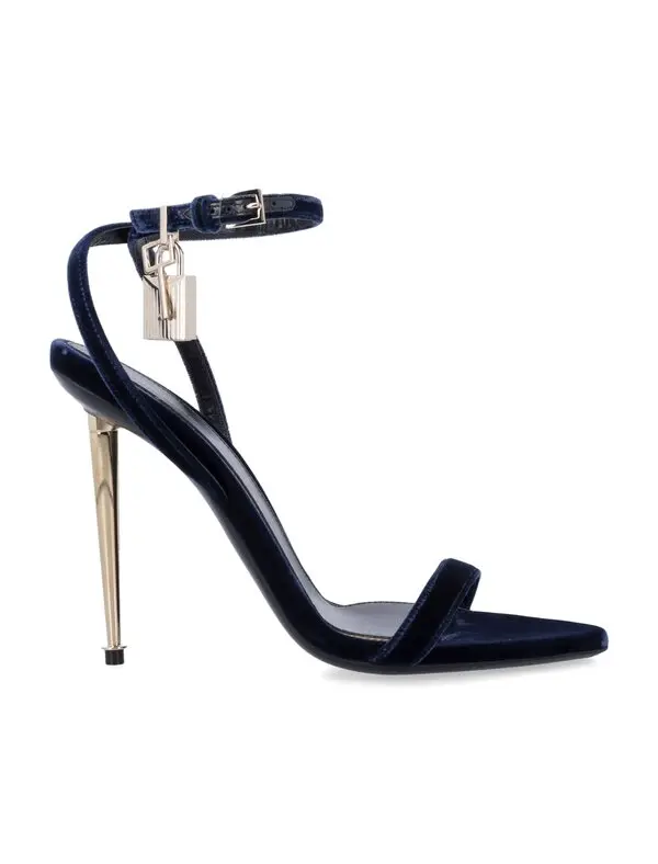 TOM FORD Sculptural Stiletto Sandals With Padlock Detail - Blu
