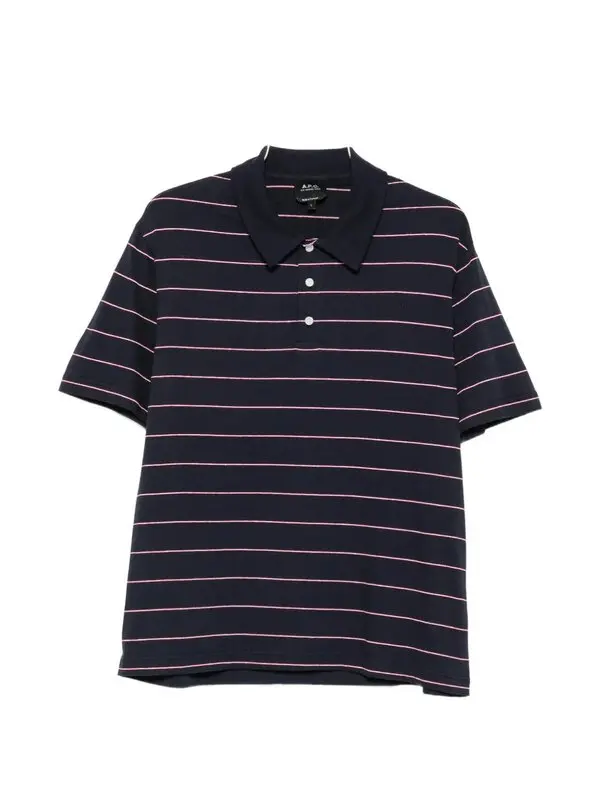 A.p.c. Striped Button-front Polo Shirt With Embroidered Logo