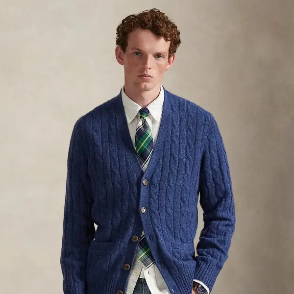 Ralph Lauren Cable-knit Cashmere Cardigan - Rustic Navy Heather
