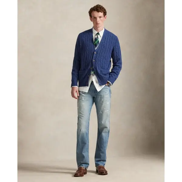 Ralph Lauren Cable-knit Cashmere Cardigan - Rustic Navy Heather