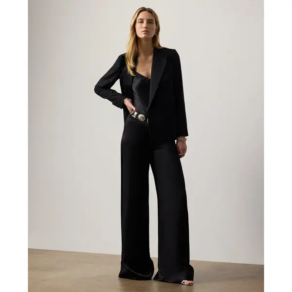 Ralph Lauren Daria Washed Satin Pant - Black