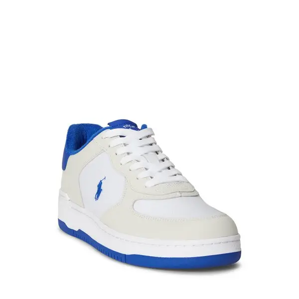 Ralph Lauren Masters Court Nubuck-paneled Low-top Sneakers - White/royal