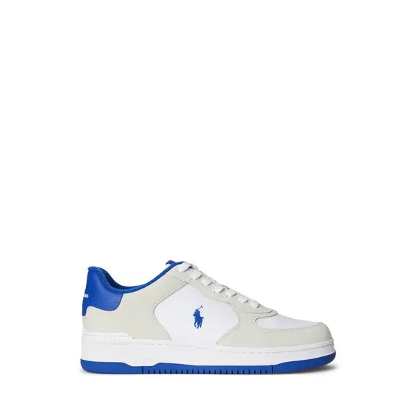 Ralph Lauren Masters Court Nubuck-paneled Low-top Sneakers - White/royal