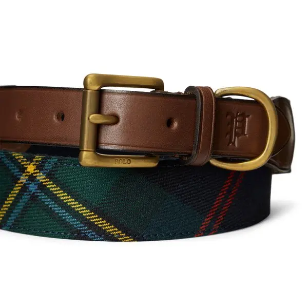 Ralph Lauren Leather-trim Plaid Belt