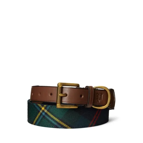 Ralph Lauren Leather-trim Plaid Belt