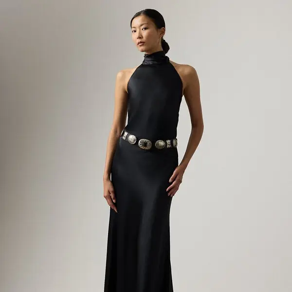 Ralph Lauren Masina Stretch Satin Skirt - Black