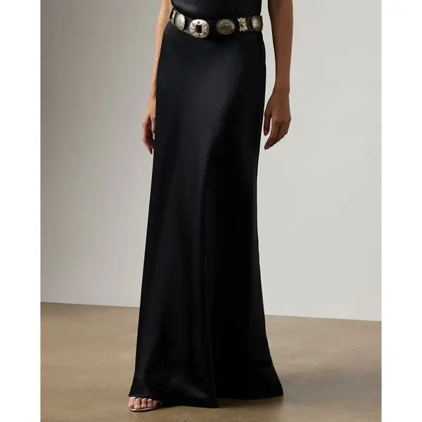Ralph Lauren Masina Stretch Satin Skirt - Black