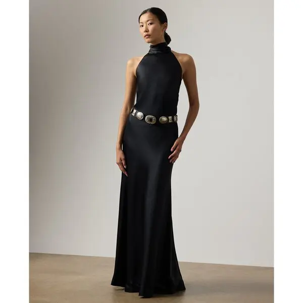 Ralph Lauren Masina Stretch Satin Skirt - Black