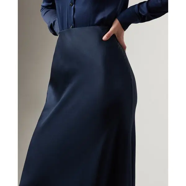 Ralph Lauren Masina Stretch Satin Skirt - Icon Navy