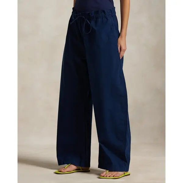 Ralph Lauren Cotton Curved Tapered Drawstring Pant - Navy