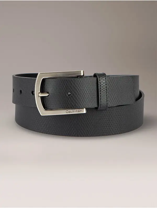 Calvin Klein Embossed Leather Harness Belt - Black
