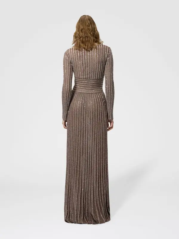 Missoni Long-sleeve Deep Neckline Maxi Dress
