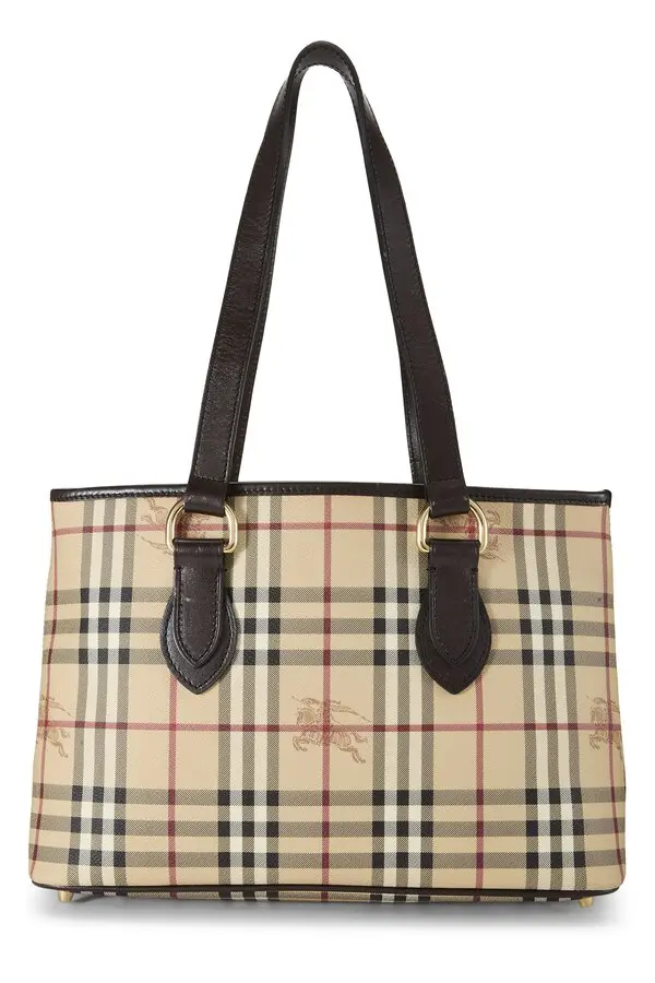 Burberry Haymarket Check Coated Canvas Tote - Brown