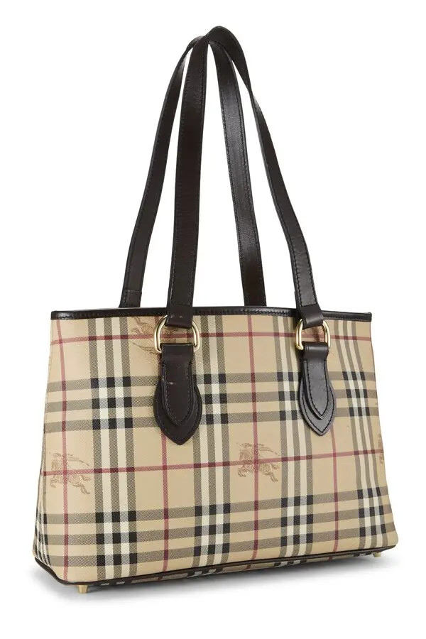 Burberry Haymarket Check Coated Canvas Tote - Brown
