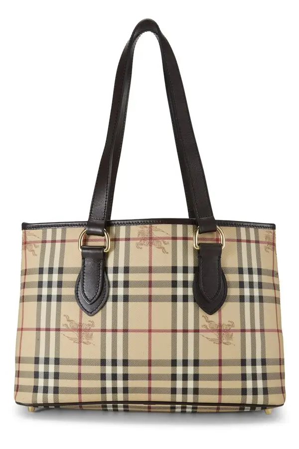 Burberry Haymarket Check Coated Canvas Tote - Brown