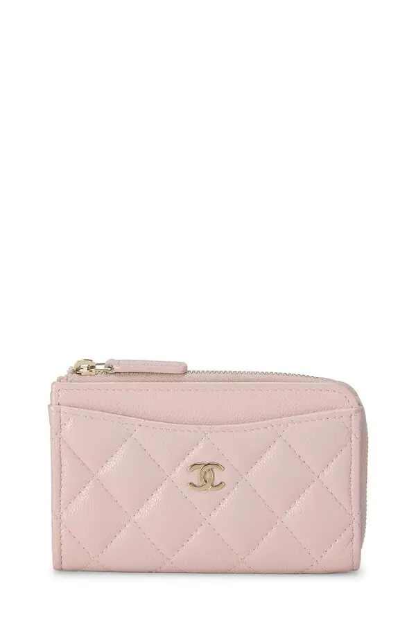 Chanel Caviar 'cc' Zip Card Holder - Pink