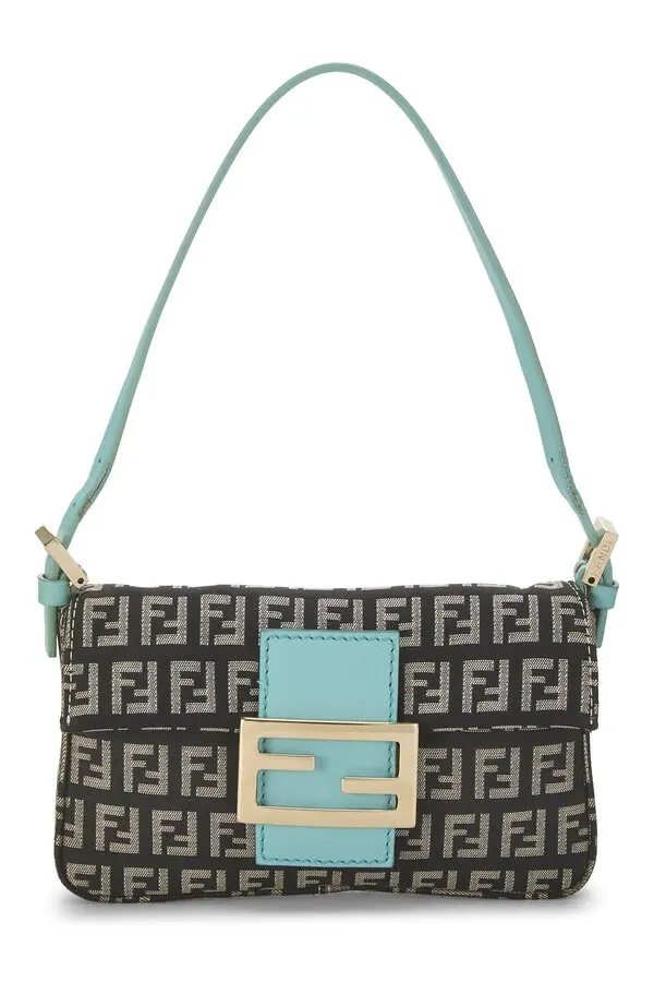 Fendi Navy Zucchino Canvas Baguette