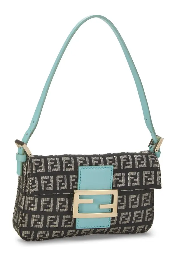 Fendi Navy Zucchino Canvas Baguette