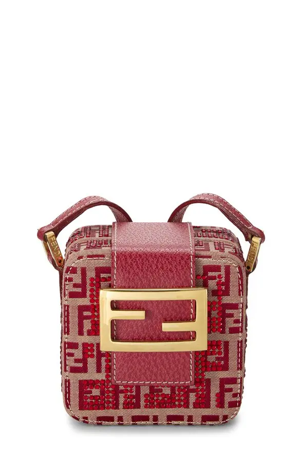 Fendi Crystal Embellished Cube Crossbody - Red