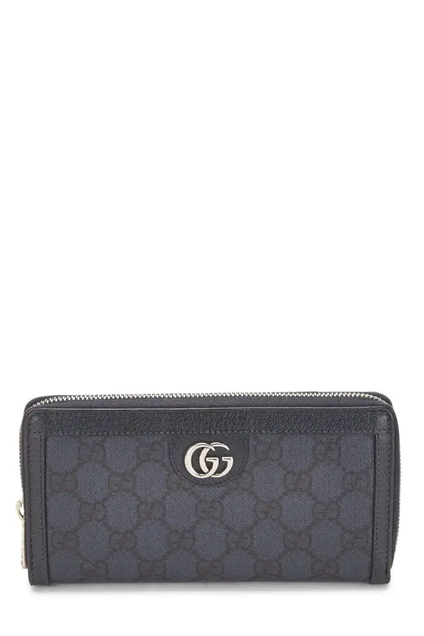 Gucci Gg Supreme Canvas Marmont Zip Wallet - Navy