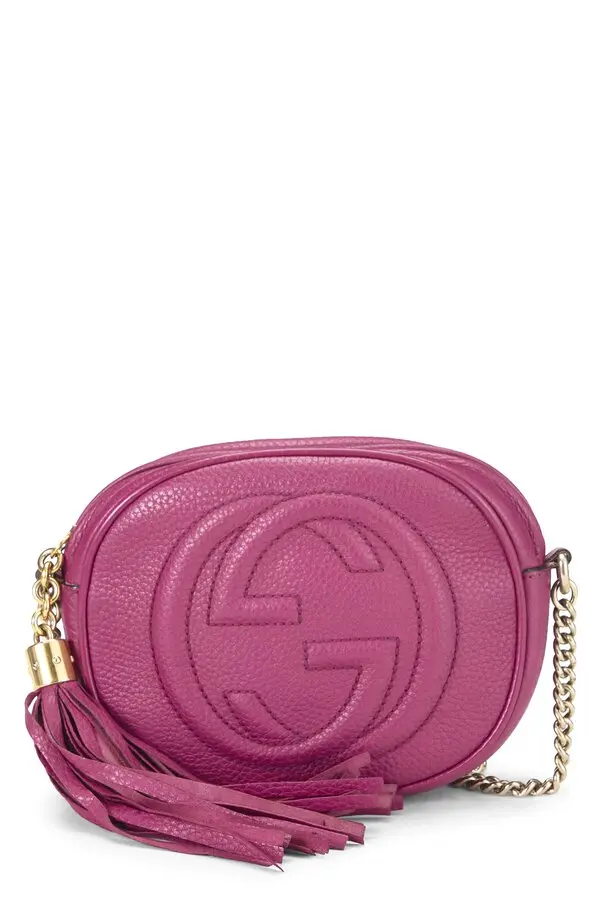 Gucci Leather Soho Round Chain Crossbody Mini - Pink