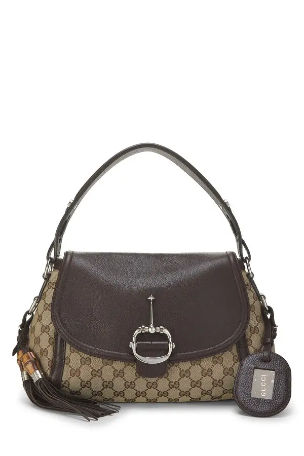 Gucci Original Gg Horsebit Shoulder Bag - Beige