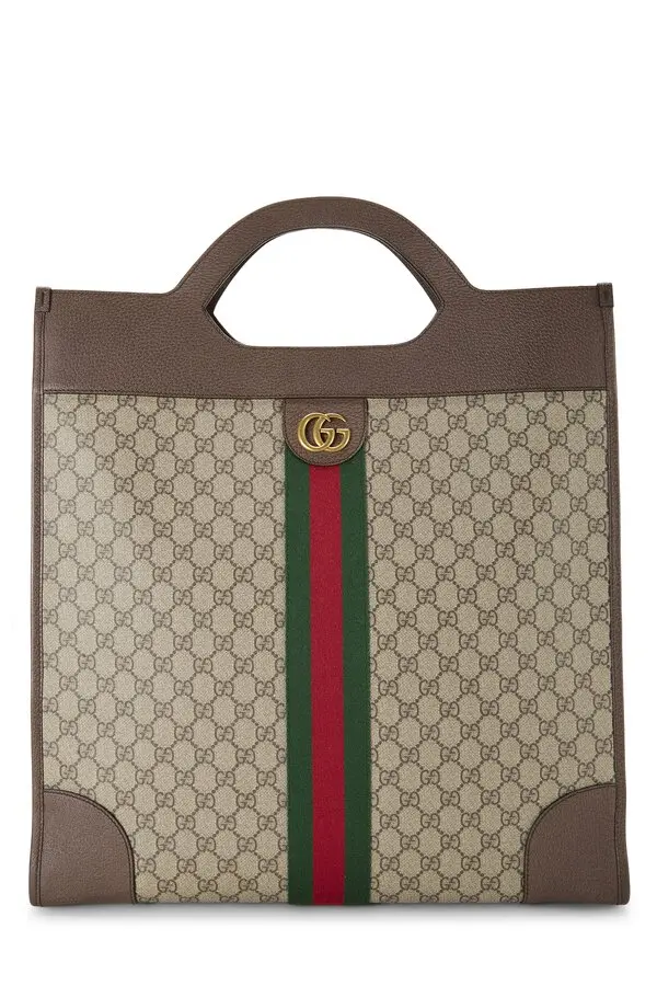 Gucci Gg Supreme Ophidia Top Handle Bag Medium - Brown