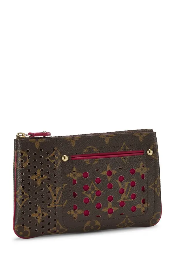 LOUIS VUITTON Burgundy Perforated Monogram Pochette Plat
