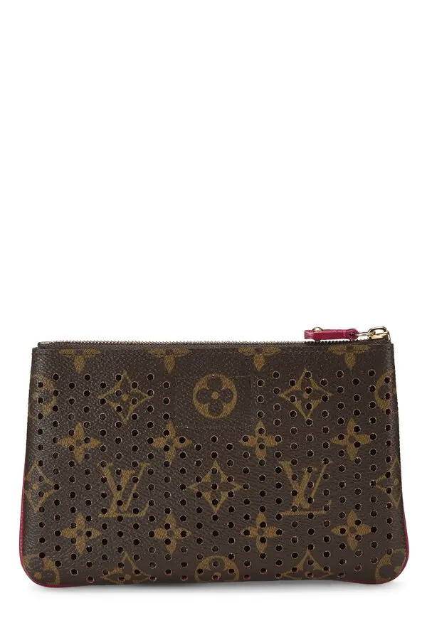 LOUIS VUITTON Burgundy Perforated Monogram Pochette Plat