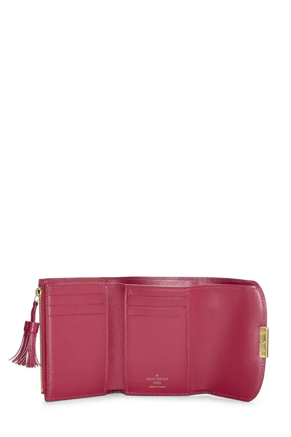 LOUIS VUITTON Burgundy Damier Ebene Croisette Compact Wallet
