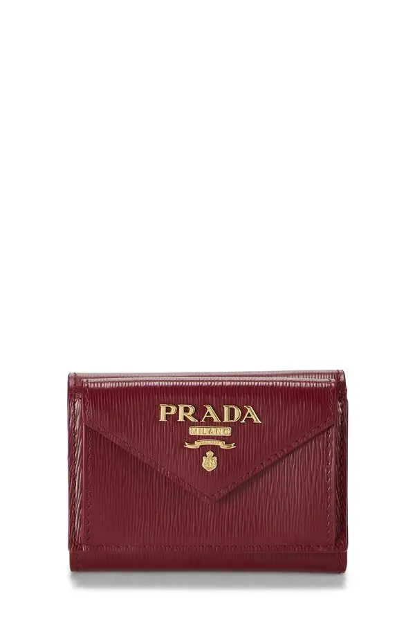 Prada Vitello Move Compact Wallet - Red