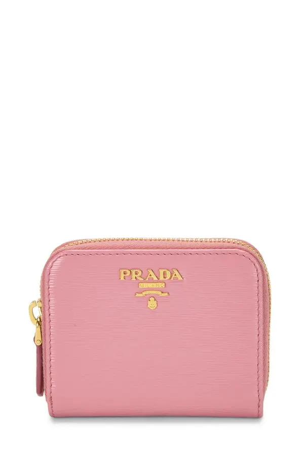 Prada Vitello Move Zip Around Coin Purse - Pink