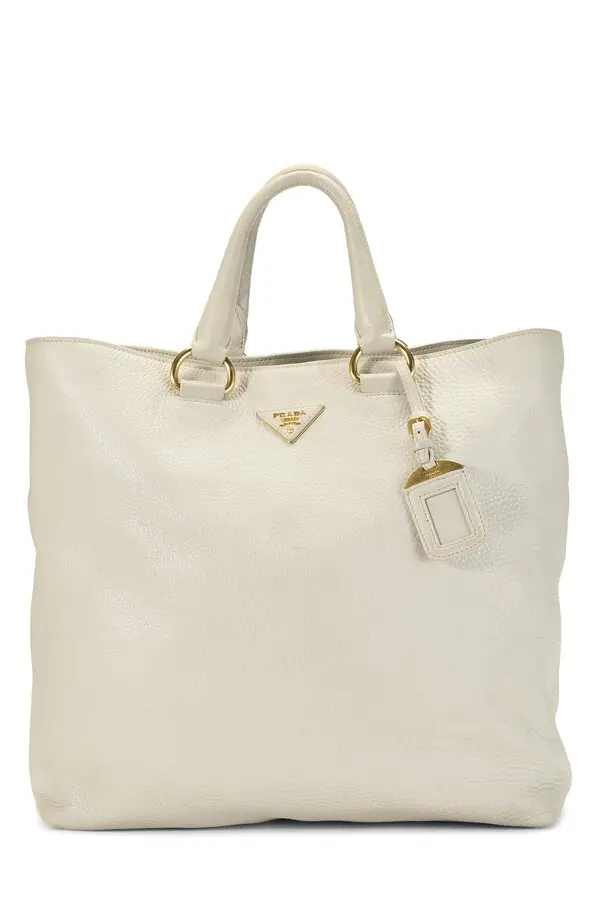 Prada Vitello Daino Convertible Shopping Tote - White
