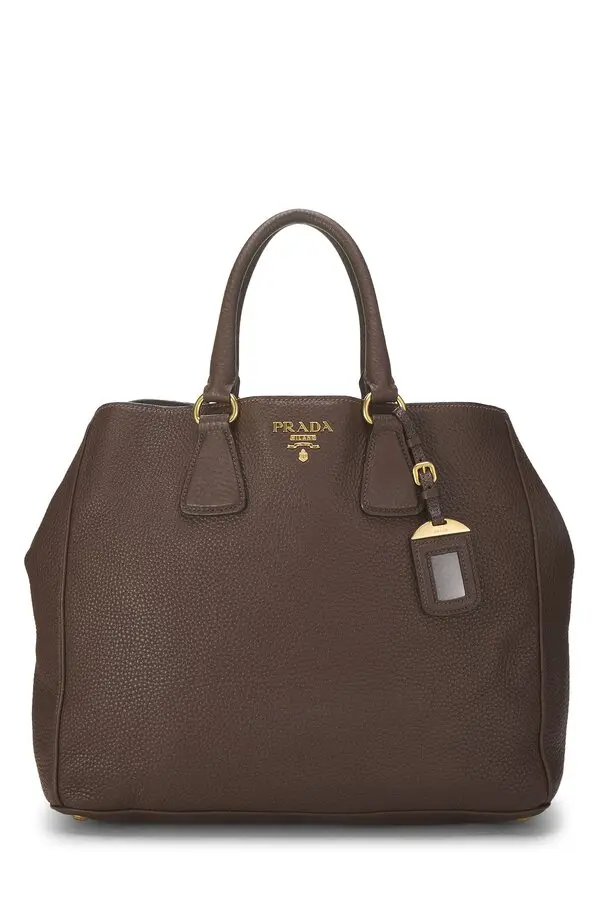 Prada Vitello Daino Shopping Tote - Brown