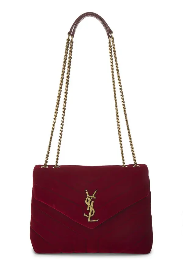 Saint Laurent Velvet Lou Lou Bag Small - Red