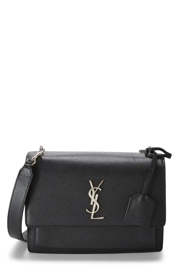 Saint Laurent Grainy Leather Sunset Medium - Black