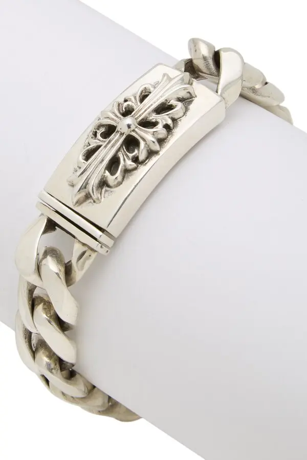 Chrome Hearts Sterling Floral Cross Id Bracelet