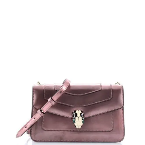 BVLGARI Serpenti Forever Shoulder Bag Metallic Leather Small - Metallic Silver