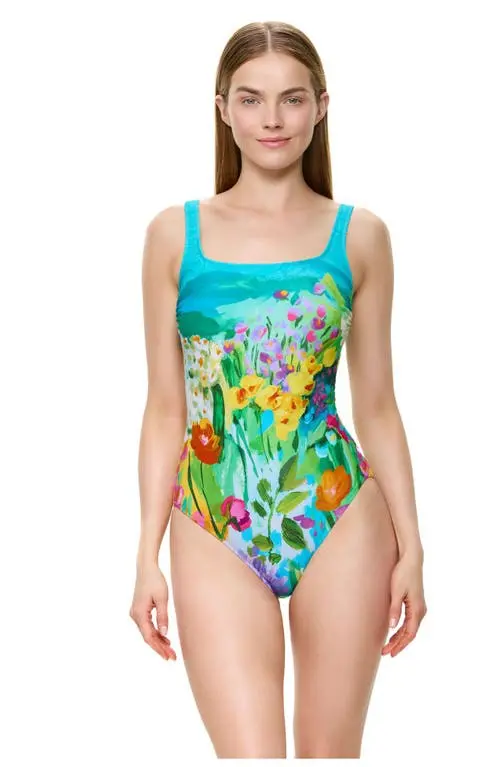 GOTTEX Monet's Garden Square Neck One Piece - Multi