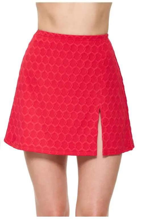 GOTTEX Chained Reaction Textured Pull-on Skirt Cover-up - Red