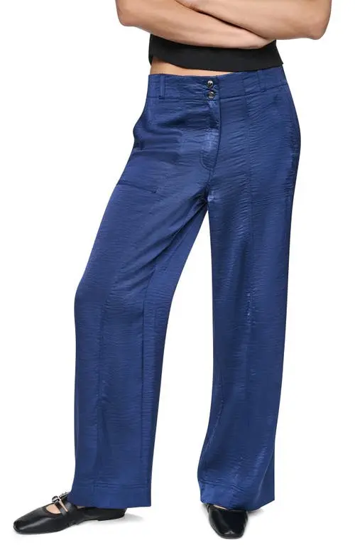 Dkny Wide Leg Glazed Pants - Intrepid Blue
