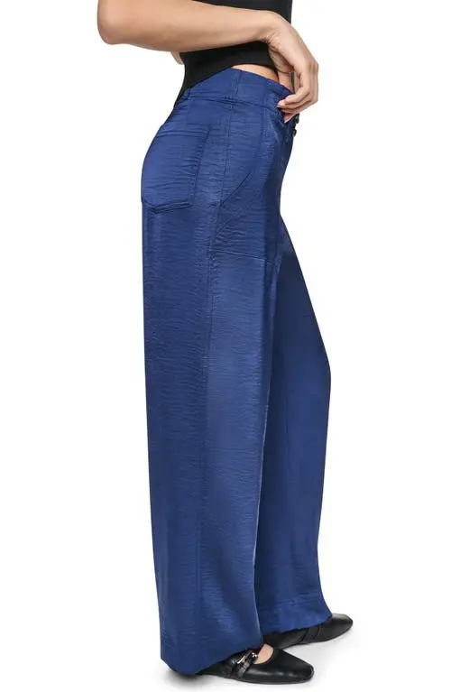 Dkny Wide Leg Glazed Pants - Intrepid Blue