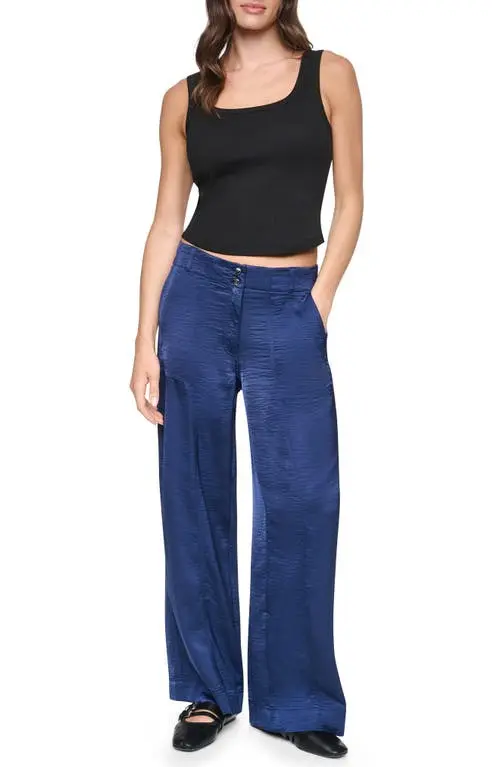 Dkny Wide Leg Glazed Pants - Intrepid Blue
